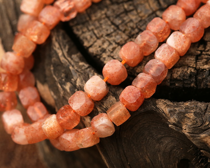 Sunstone Small Faceted Cube 4-5mm