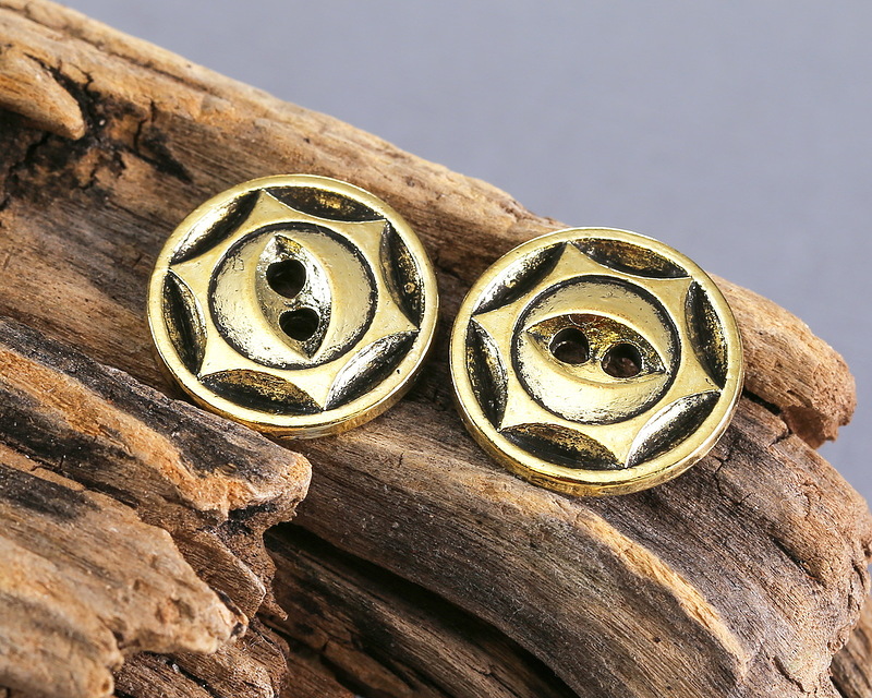 Antique Gold Finish Sunburst Button 16mm