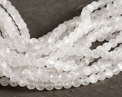 Rock Crystal Quartz (matte-crackled) Round 6mm