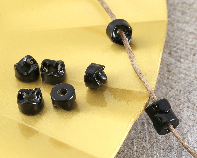 Jet Enamel Chevron End Bead 4x5mm