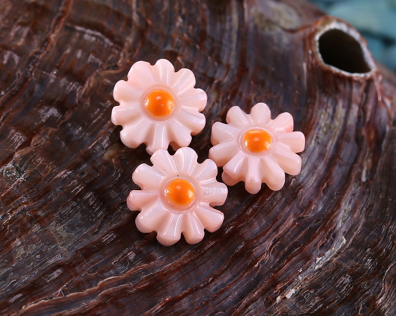 Pink Shell Daisy Coin 8mm