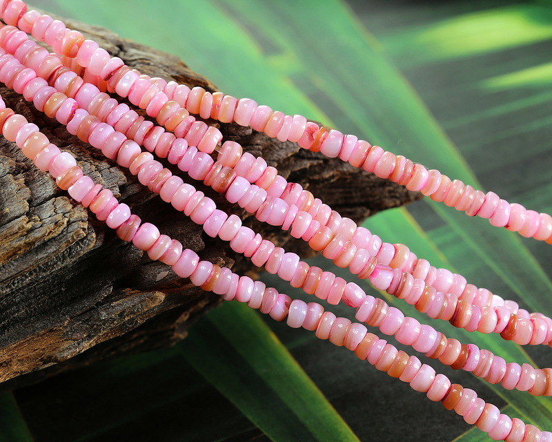 Rose Pink Mussel Shell Heishi 1-2x3.5-4mm