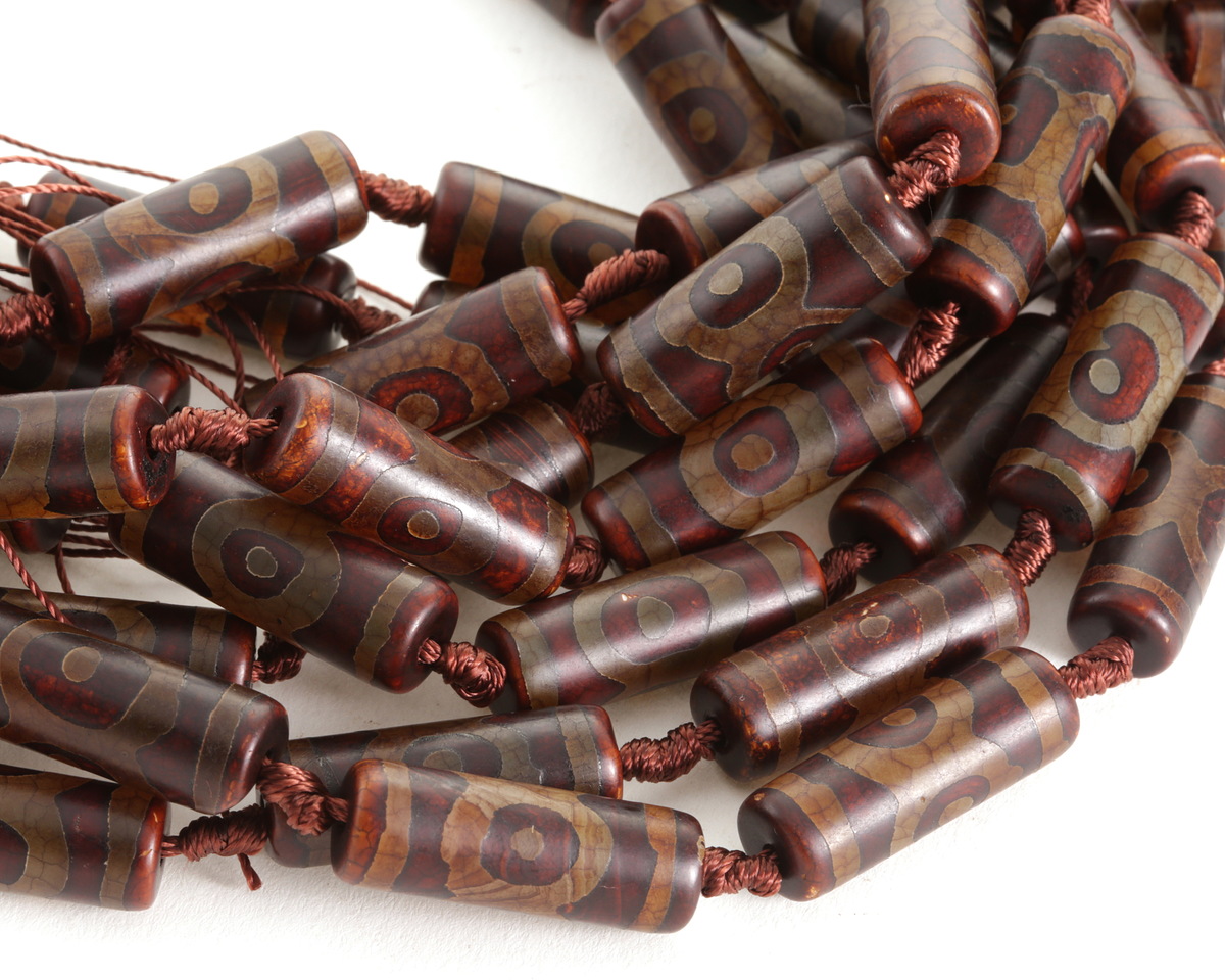 Tibetan (Dzi) Agate Barrel 30x10mm