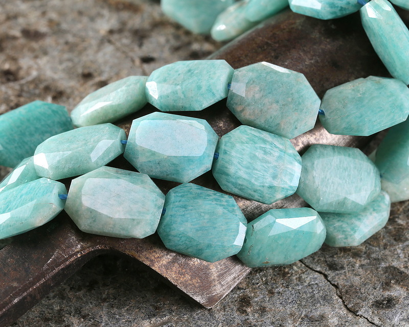 Brazil Amazonite Microfaceted Flat Slab 16x12mm