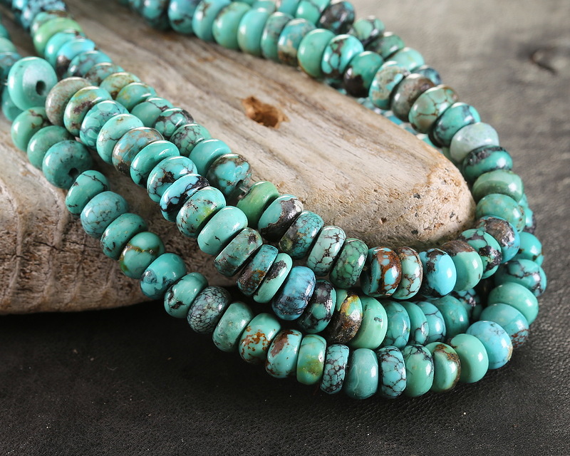 Hubei Turquoise Irregular Rondelle 3-4x6-7mm