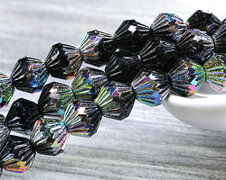 Czech Glass Jet w/ Vitrail Baroque Bicone 10x11mm
