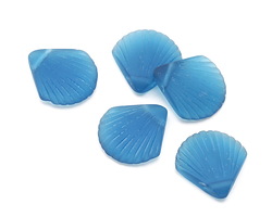Peacock Blue Beach-Style Glass Shell Pendant 28x30mm