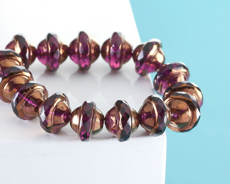 Czech Glass Bronzed Amethyst UFO 8x10mm