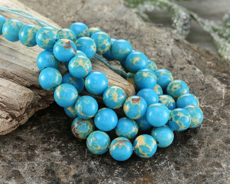 Blue Turquoise Impression Jasper Round 8mm