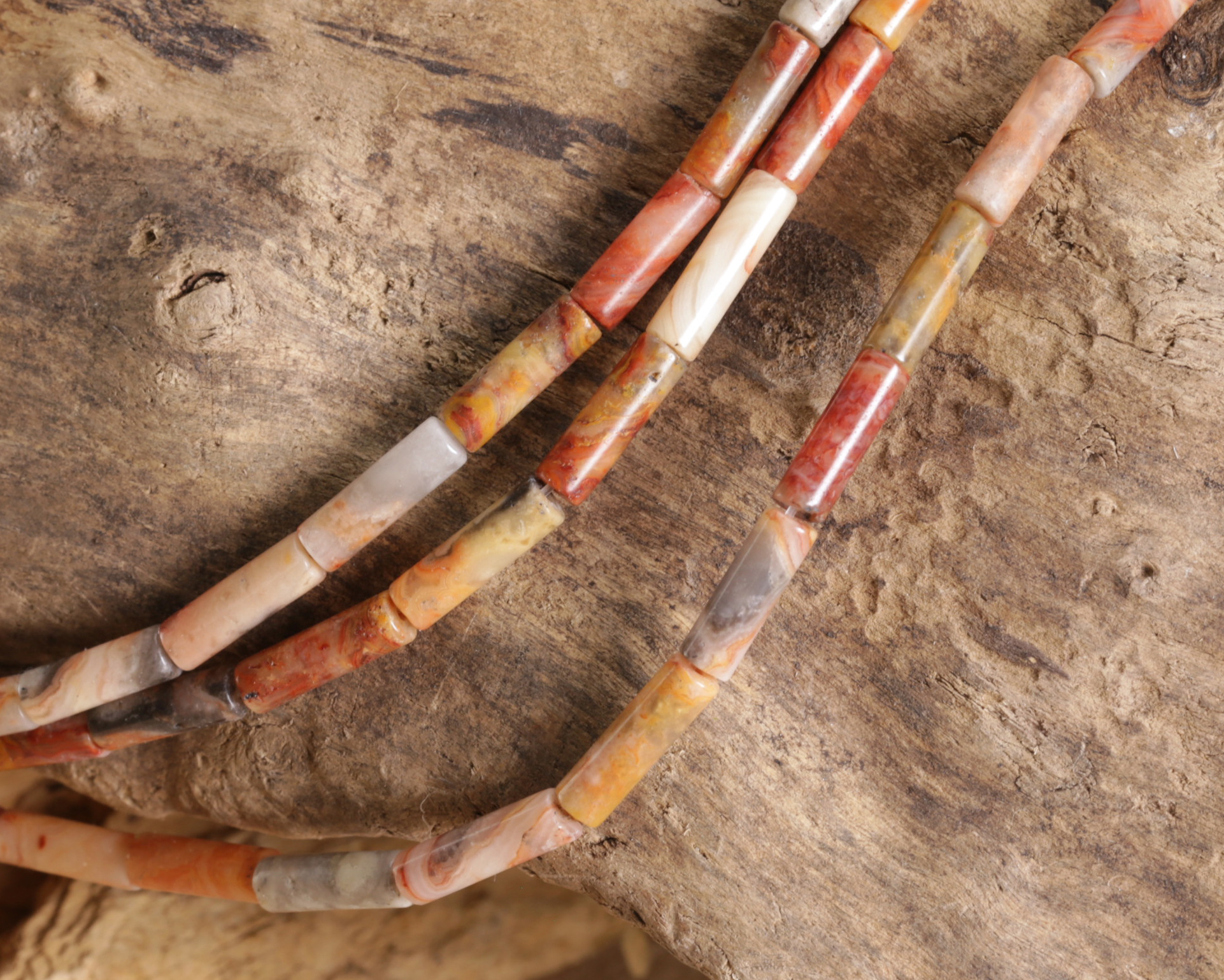 Crazy Lace Agate Tube 13x4mm