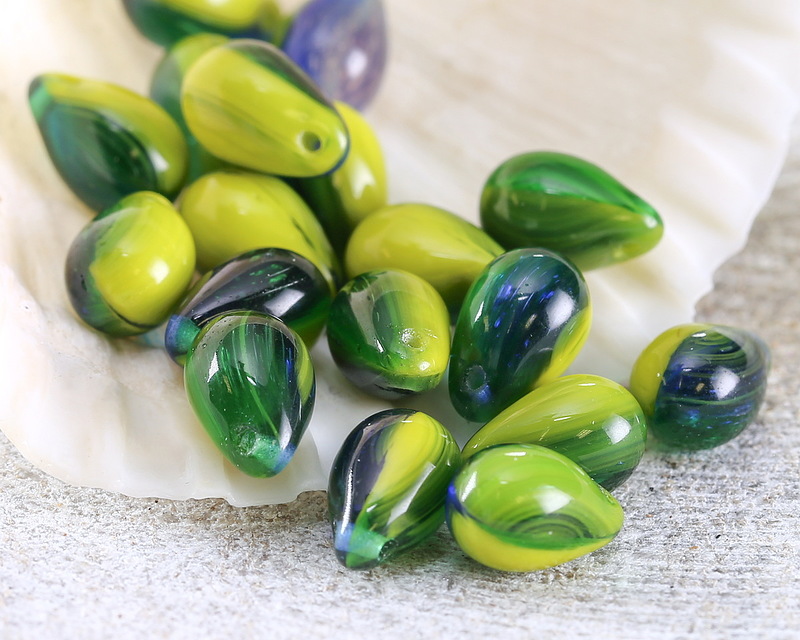 Czech Glass Parakeet Mix Teardrop 6x9mm