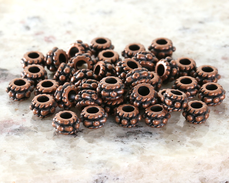 Antique Copper (plated) Roped & Beaded Spacer Bead 3x4.8mm