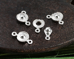 Silver (plated) Snap Clasp 14x7mm