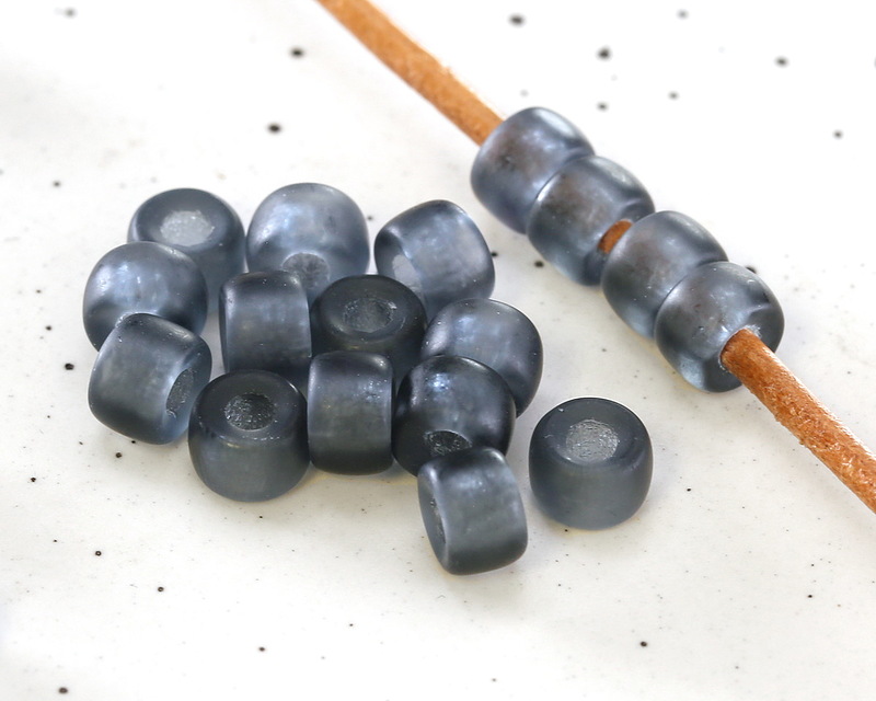 Czech Glass Matte Black Diamond Roller 6mm