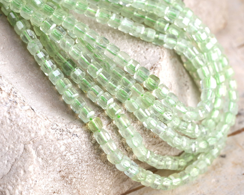 Prehnite (A) Microfaceted Miracle Cube 3mm