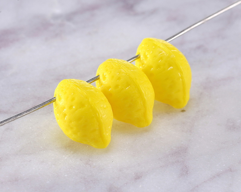 Czech Glass Opaque Yellow Lemon Drop 10x14mm