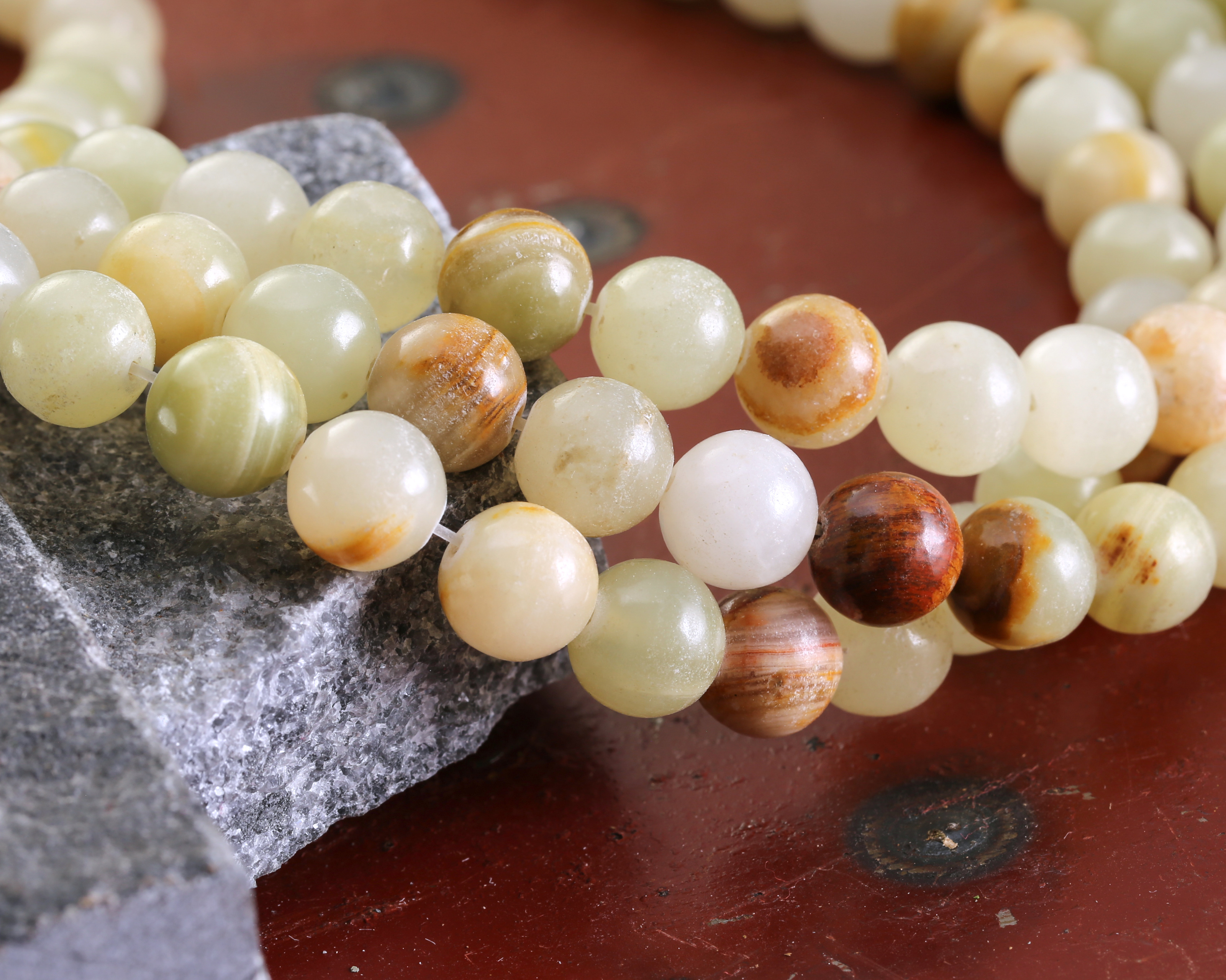 Green Banded Calcite Round 10mm