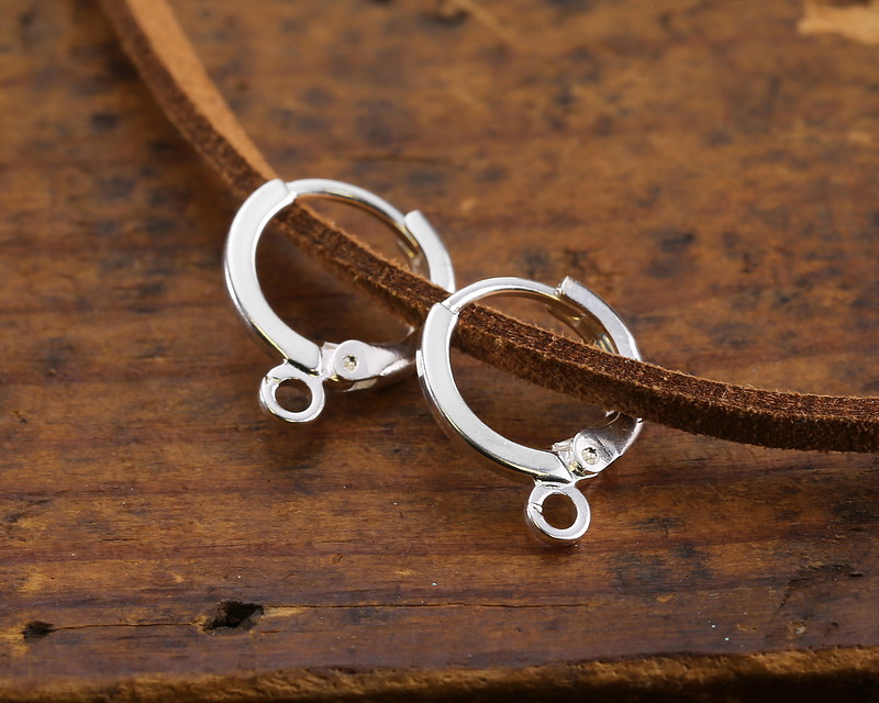 Silver (plated) Round Hinged Earwire w/ Loop 11mm