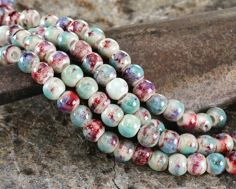 Hummingbird Porcelain Tumbled Rondelle 5x6-7mm