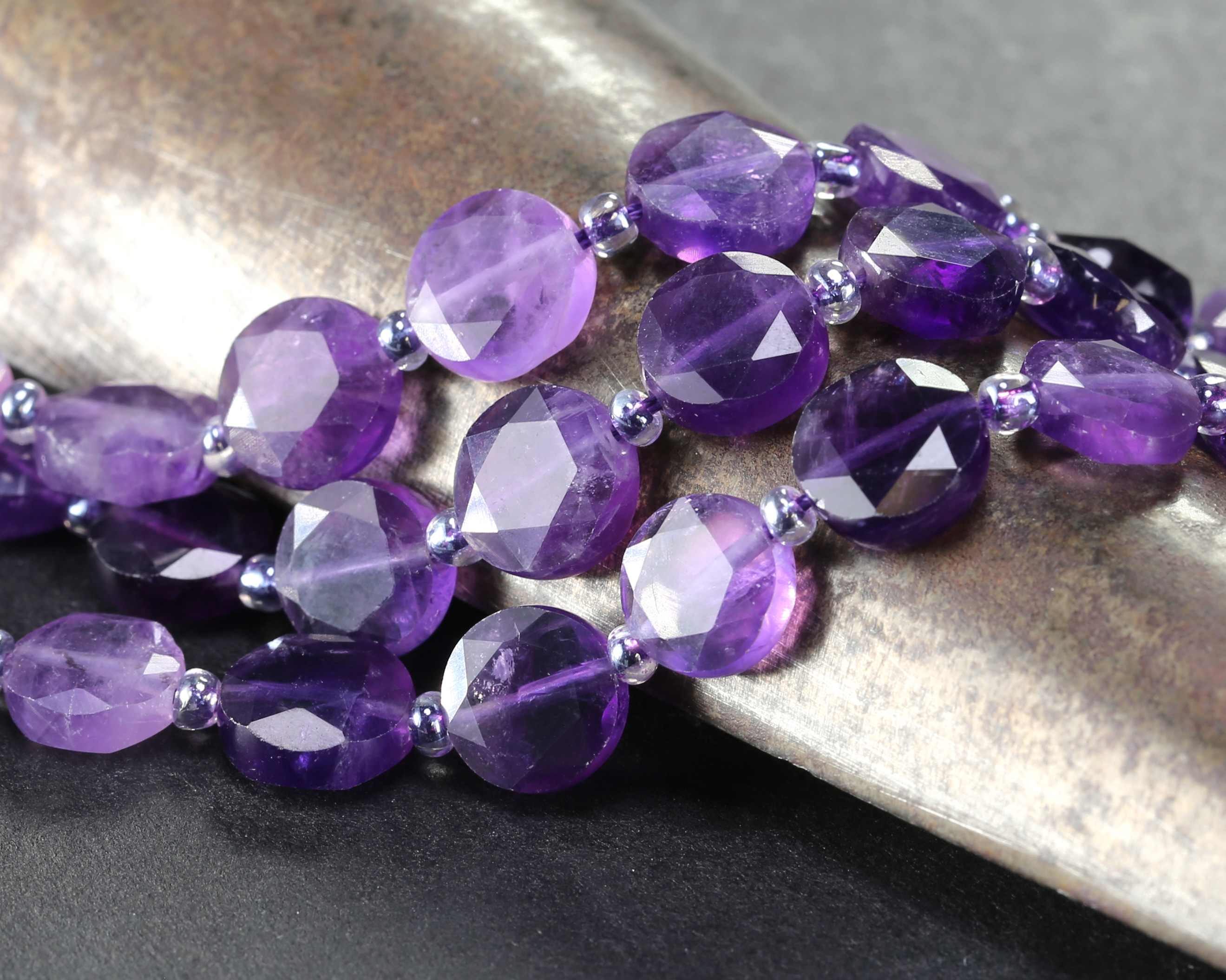 Amethyst (A) Faceted Star Coin 10mm