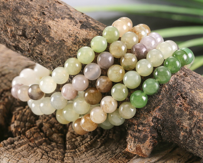 Brazil Nephrite Jade Mixed Color Ombre Round 6mm