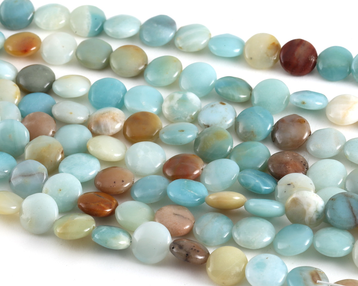 Black Gold Amazonite Puff Coin 12mm - Lima Beads