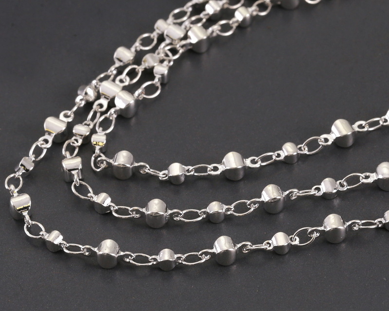 Silver (plated) Alternating Disc Chain