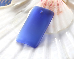 Royal Blue Beach-Style Glass Bottle Curve Rectangle 19x33mm