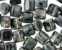 CzechMates Glass Picasso Jet 2-Hole Roof Bead 6mm