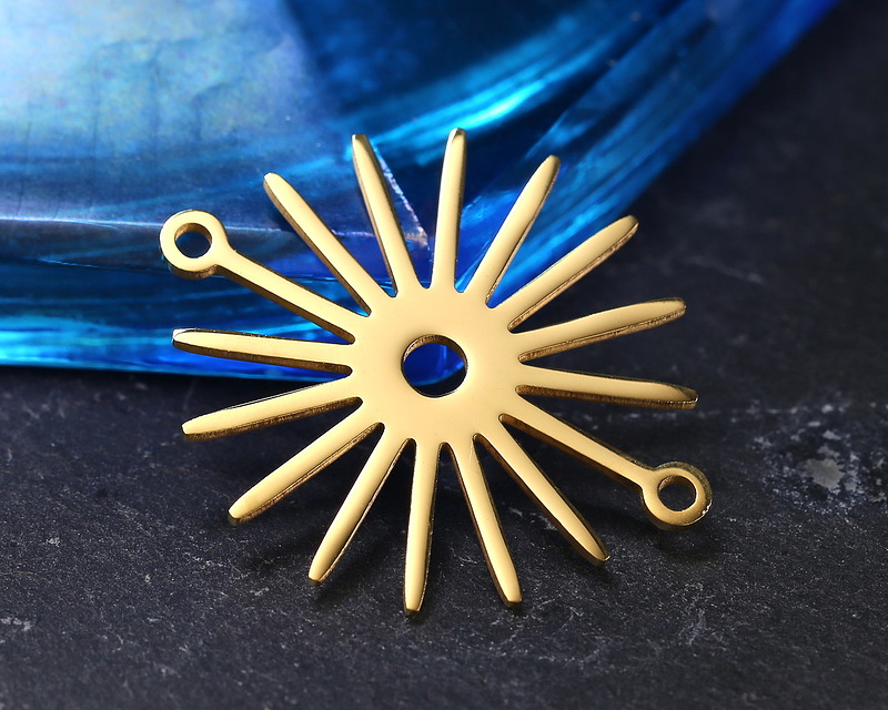 Gold (plated) Stainless Steel Starburst Focal Link 32x27mm