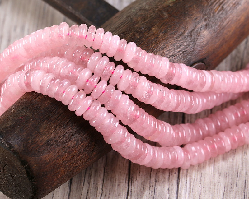 Rose Quartz Spacer Rondelle 2x6mm