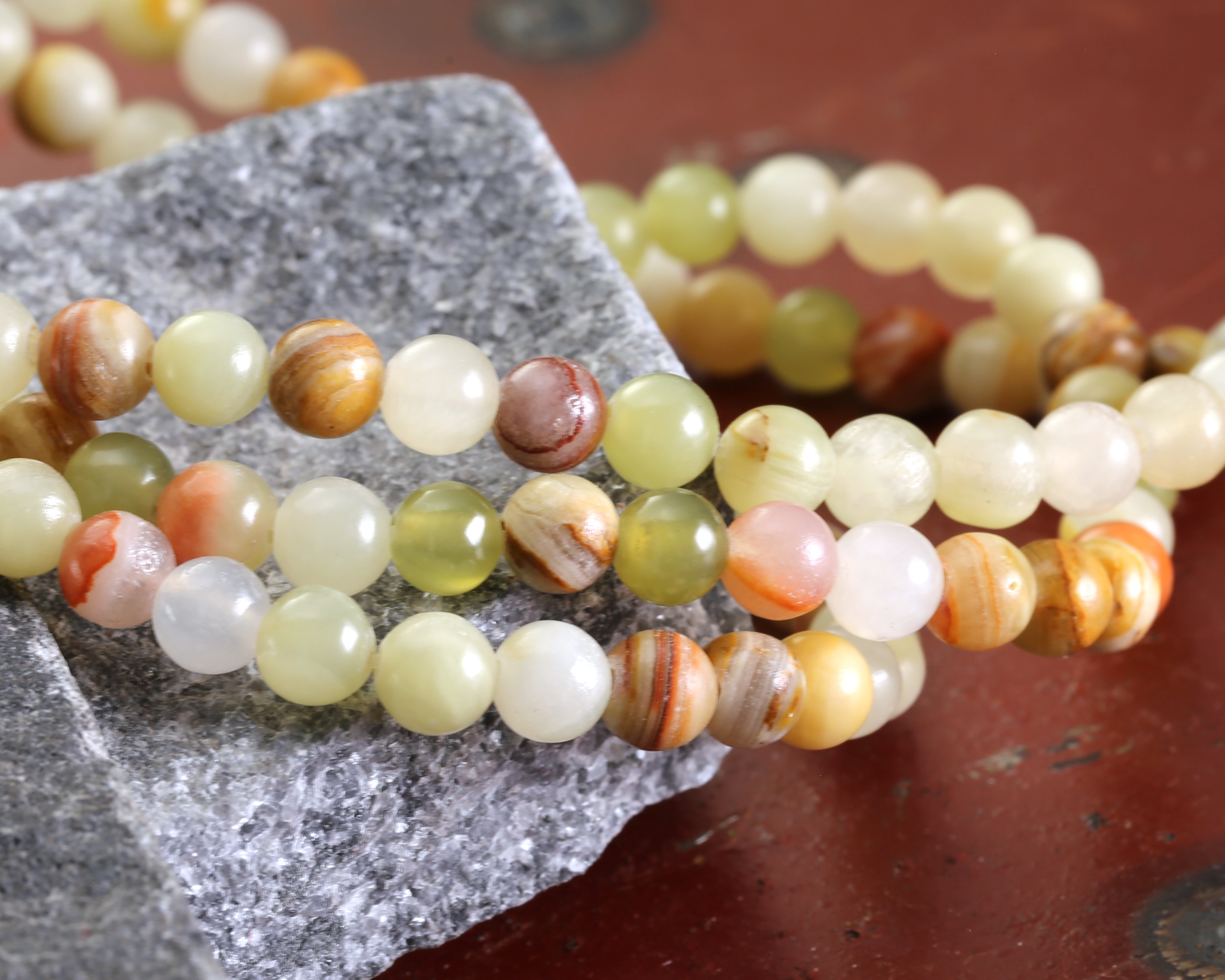 Green Banded Calcite Round 6mm