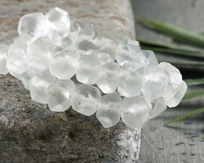 Clear Java Recycled Glass Faceted Bead 8-10x10-14mm