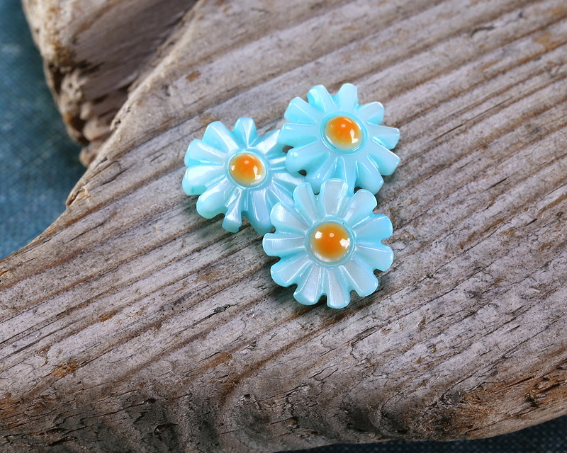 Blue Daisy Shell Coin 10mm