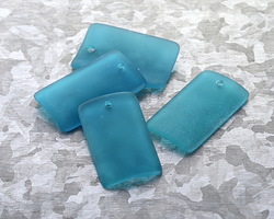 Peacock Blue Beach-Style Glass Bottle Curve Rectangle 19x33mm