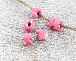 Rose Enamel Chevron Bead 4x5mm