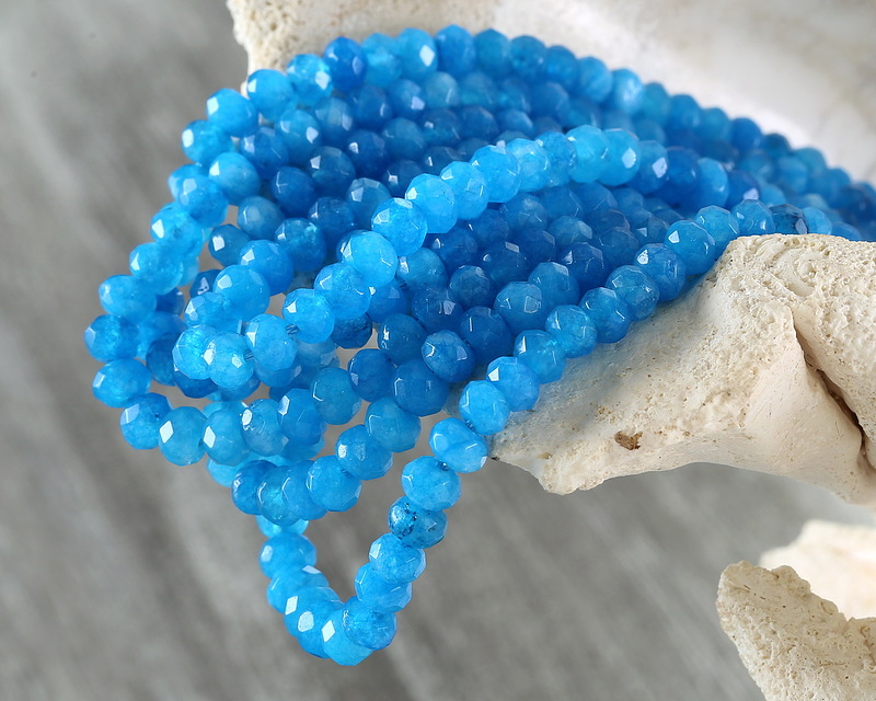 Ocean Blue Agate Faceted Rondelle 2x4mm
