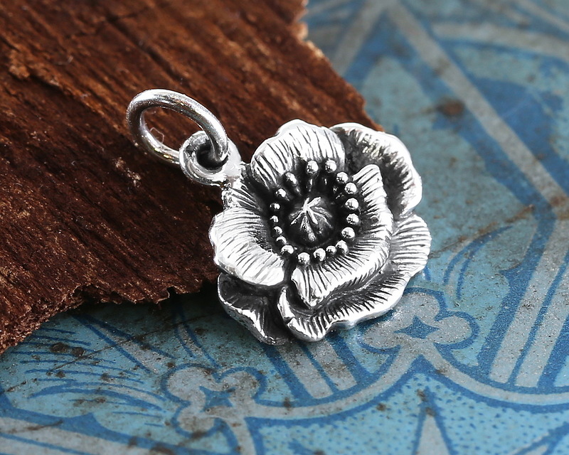 Nina Designs Sterling Silver Poppy Charm 12x15mm