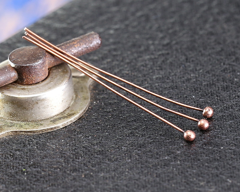 Antique Copper (plated) Ball Head Pin 1.5", 24 gauge