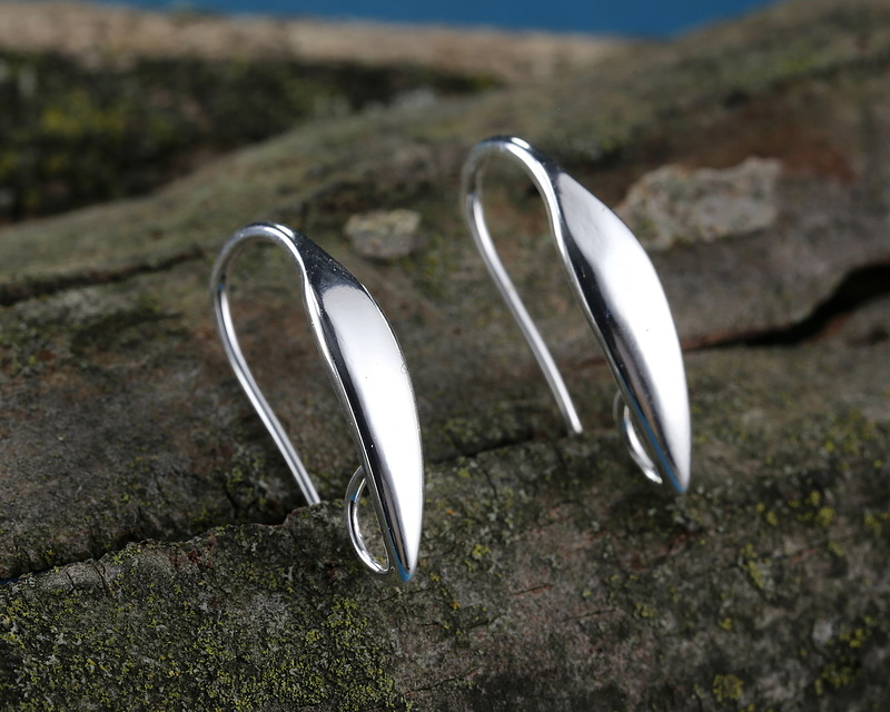 Silver (plated) Short Drip Earwire w/ Loop 11x20mm (20 pieces)