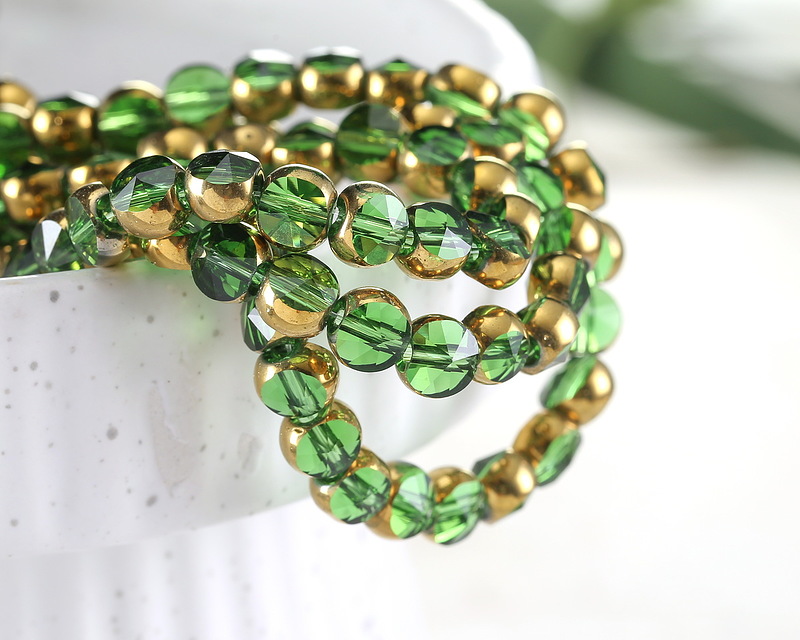 Chrysolite Crystal w/ Gold Faceted Coin 6.5mm