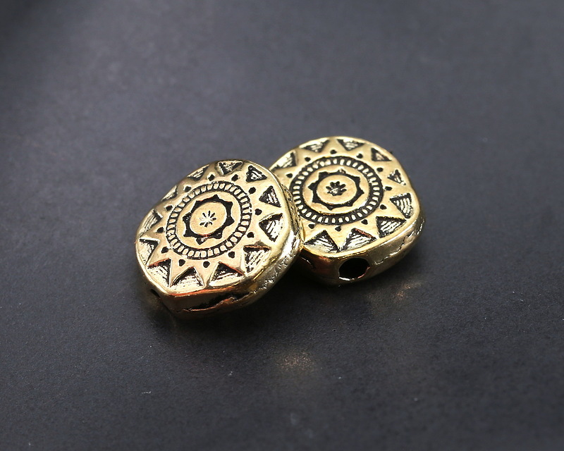 Antique Gold Finish Suntastic Abstract Coin 10mm