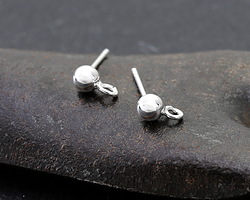 Silver (plated) Ball w/ Loop Post Earring 4mm