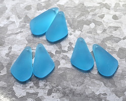 Pacific Blue Beach-Style Glass Fancy Drop Pendant Pair 12x24mm