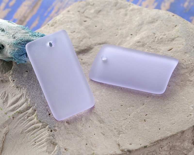 Periwinkle Beach-Style Glass Bottle Curve Rectangle 19x33mm