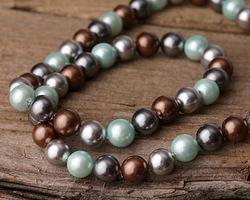 Mint Chocolate Shell Pearl Mix Round 6mm