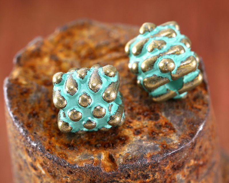 Patina Green Brass (plated) Jenga Barrel 7x7mm