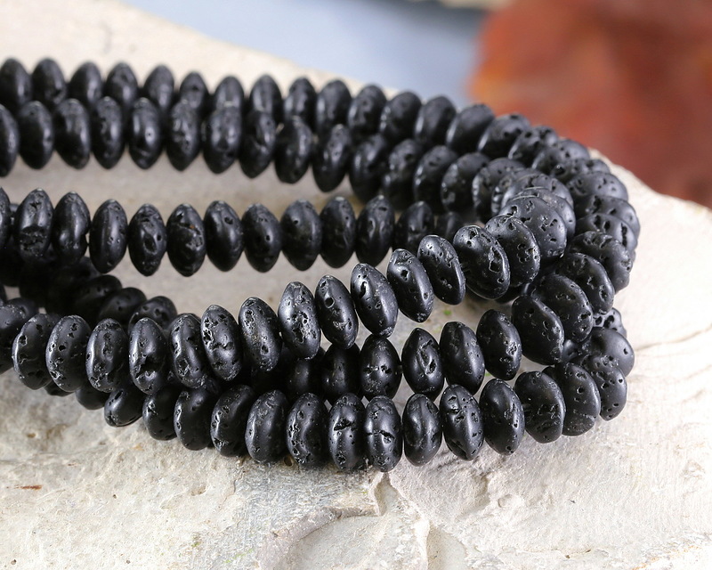 Lava Rock Thin Rondelle 3x6mm