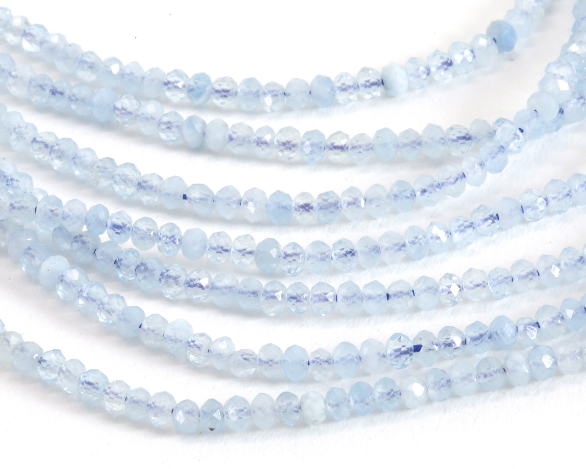 Aquamarine (AA) Faceted Rondelle 2x3mm - Lima Beads