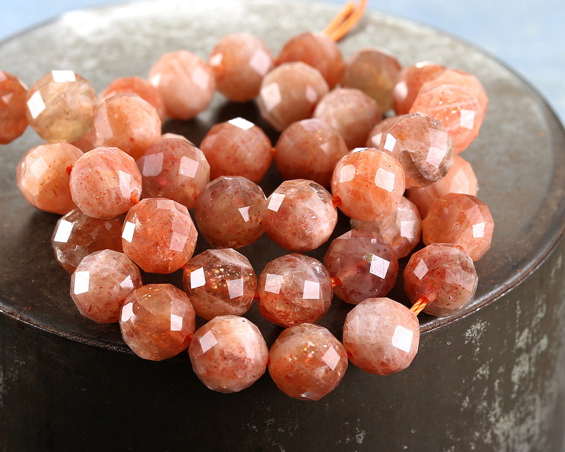 Golden Sunstone Microfaceted Round 8mm